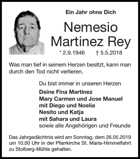 Traueranzeigen Von Nemesio Martinez Rey Aachen Gedenkt