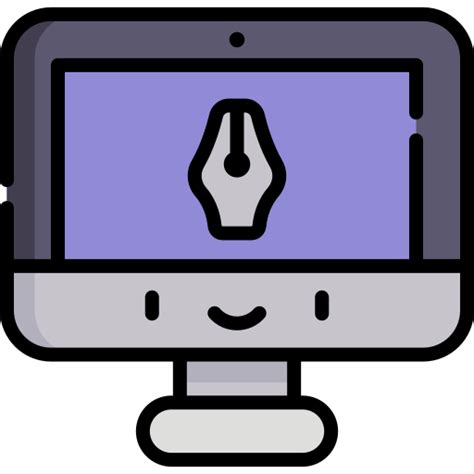 Icono De Computadora Kawaii Lineal Color