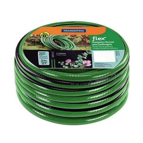 Mangueira Flex Para Jardim Tramontina Verde Faixa Preta Em PVC 4