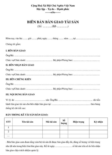 Mẫu Biên Bản Giao Nhận Xe Cho Công Ty Hướng Dẫn Đầy Đủ Và Chi Tiết