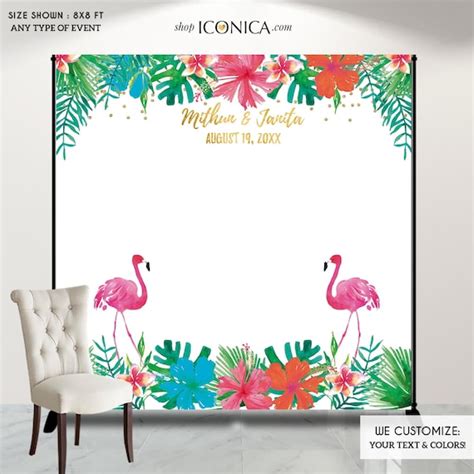 Flamingo Party Backdrop Tropical Luau Photo Booth Backdrop Let S