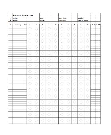 Baseball Scorecards Templates For Ms Excel Word
