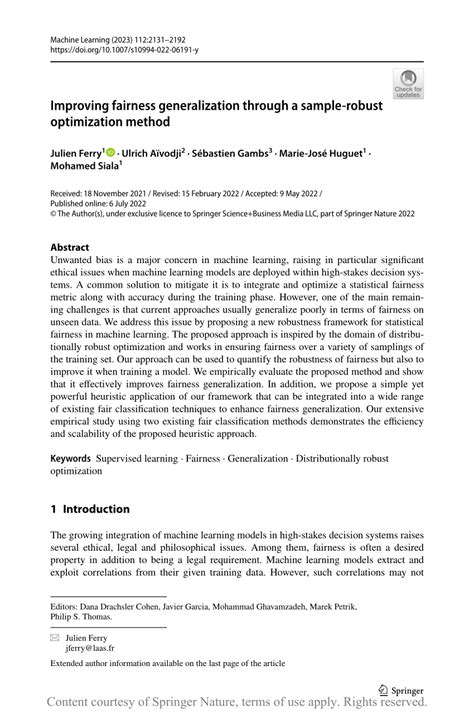 improving fairness generalization through a sample robust optimization method request pdf
