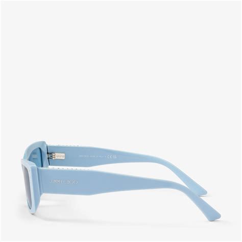 Lexy Light Blue Rectangular Sunglasses With Crystals Jimmy Choo