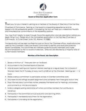 Fillable Online Board Of Directors Application Form Thank You For Your