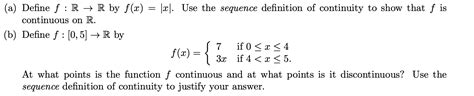 solved a define f r→r by f x ∣x∣ use the sequence