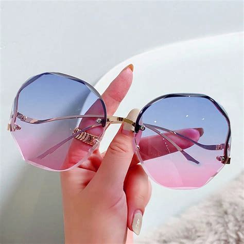 Frameless Glasses Round Fashion Glasses Women Designer Gradient Fashion Glasses Female Rimless