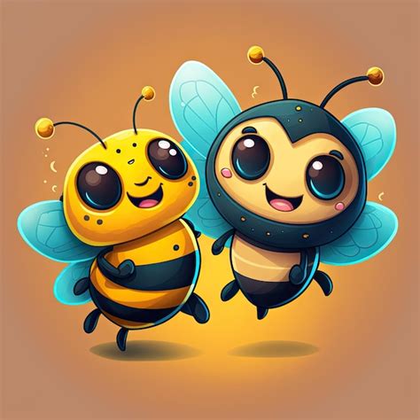 Caricatura De Abejas Amigables Y Bonitas Abejas Voladoras Felices Con