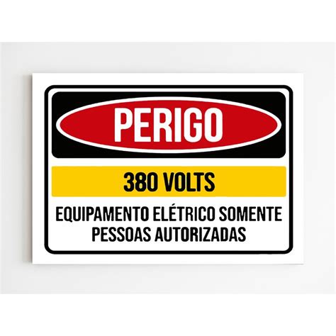 Placa de sinalização perigo 380 volts alta voltagem aviso A4 Submarino