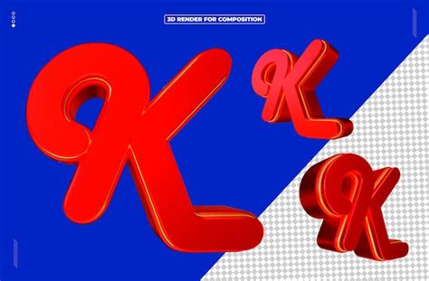 3d Render Letra K Fuente Roja Archivo PSD Premium