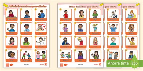 Listado de emociones para niños as creat de profesori