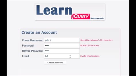 jquery form validation tutorial youtube