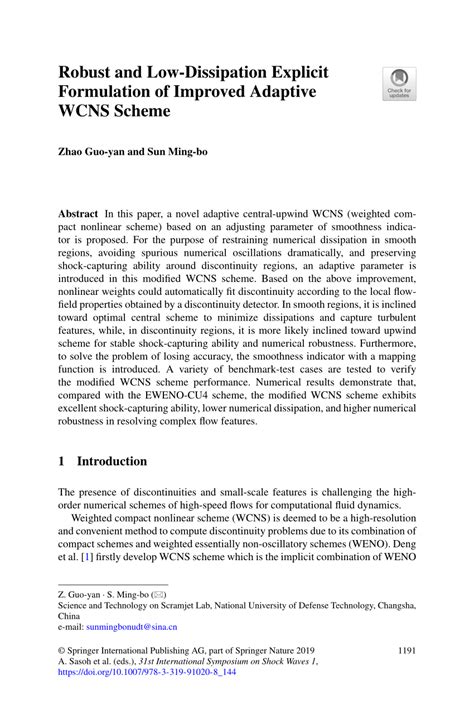 pdf robust and low dissipation explicit formulation of improved adaptive wcns scheme