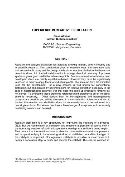 pdf experience in reactive distillation · pdf fileexperience in reactive distillation klaus