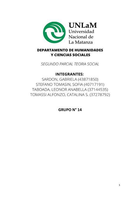 Parcial 2 Teorial Social 4 Resuelto Y Aprobado GRUPO N CONSIGNAS