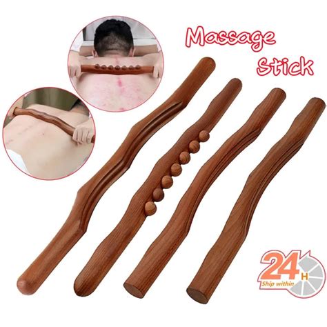 Carbonized Wood Massage Stick Guasha Tool For Body Back Scraping Gua