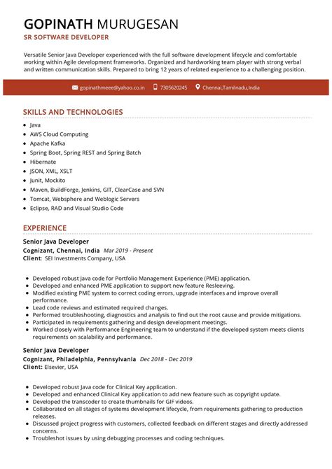 Senior Java Developer Resume Example In 2024 ResumeKraft