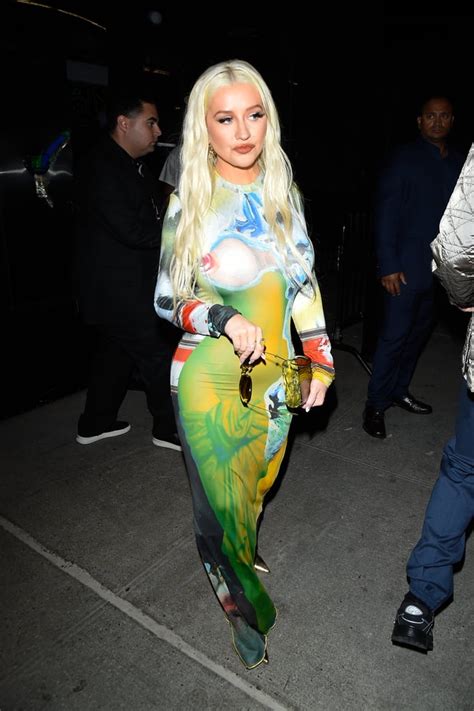 Christina Aguilera S Naked Illusion Dress At Nyfw Popsugar Fashion Uk