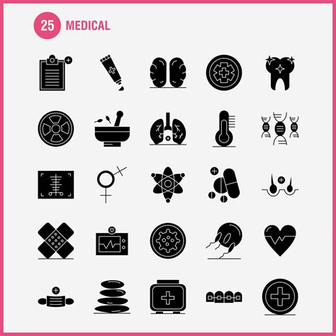Medical Solid Glyph Icons Set For Infographics Mobile Uxui Kit And