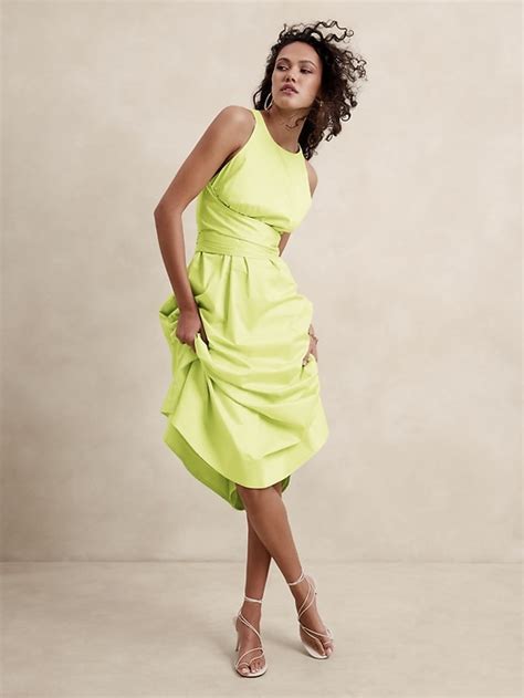 Stretch Cotton Poplin Maxi Dress Banana Republic