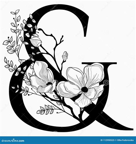 Vector Hand Drawn Floral Ampersand Monogram And Logo Stock Vector