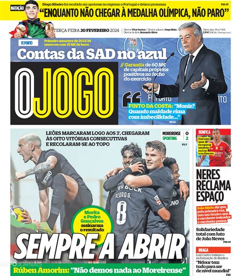 O Jogo 20 fev 2024 Jornais e Revistas SAPO pt Última hora e
