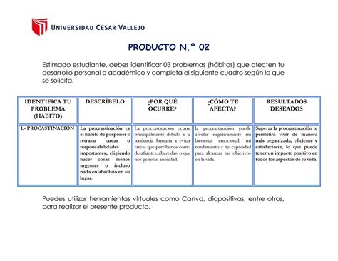 3 Indicaciones Producto N º 02 Termnado PRODUCTO N º 02 Estimado