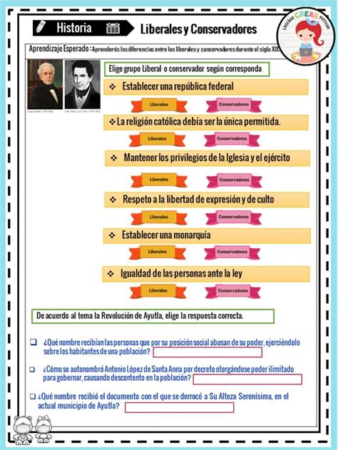 Liberales Conservadores Worksheet Actividades De Historia Apuntes De