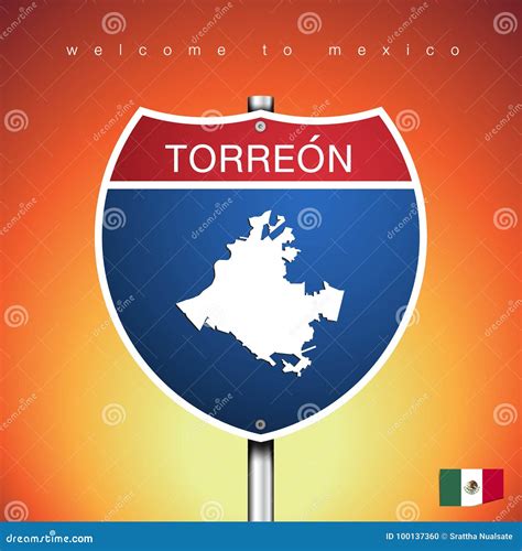 Torreon City United Mexican States Mexico Coahuila State Map Vector