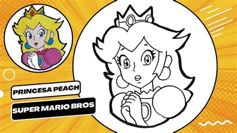 Comó dibujar a la Princesa Peach de Super Mario Bros Paso a Paso