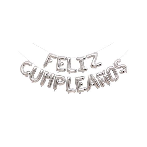 Cartel de Globos Feliz Cumpleaños Plateado Solo en Globos Yuli