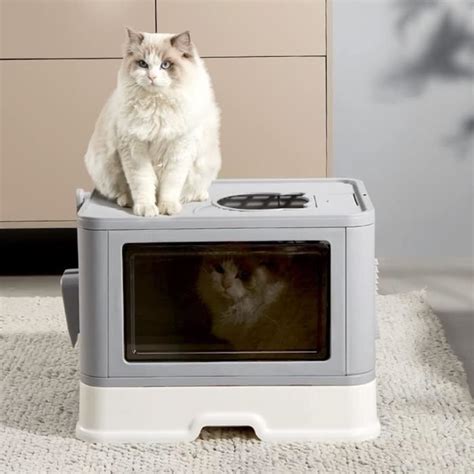 Bac à Litière Pliable pour Chaton avec Couvercle Litiere pour Chat