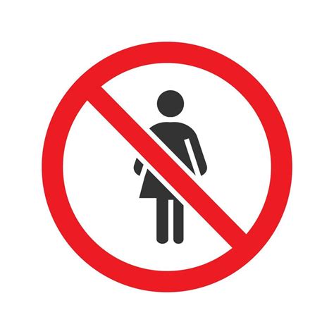 Señal de prohibido con el icono de glifo de silueta femenina detener