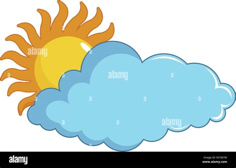 Sol Y Nubes Icono De Estilo De Dibujos Animados Imagen Vector De Stock