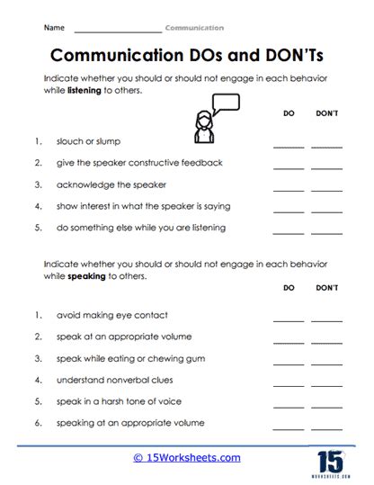 Communication Worksheets 15 Worksheets
