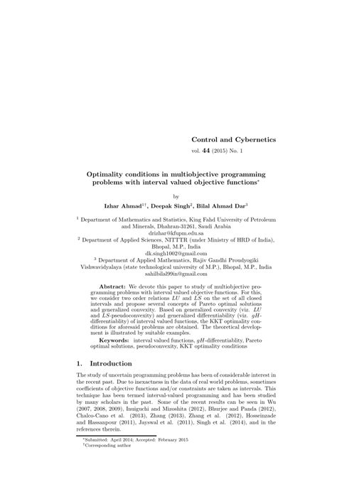 pdf optimality conditions in multiobjective programming problems with interval valued