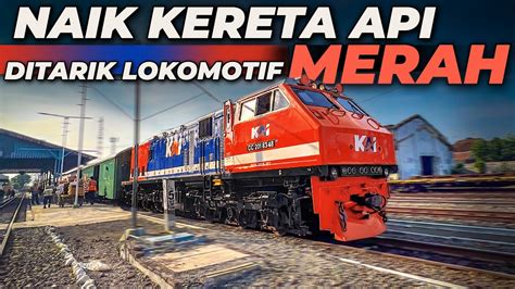 DITARIK LOKOMOTIF LANGKA LIVERY MERAH BIRU KHAS SUMATERA Naik KA