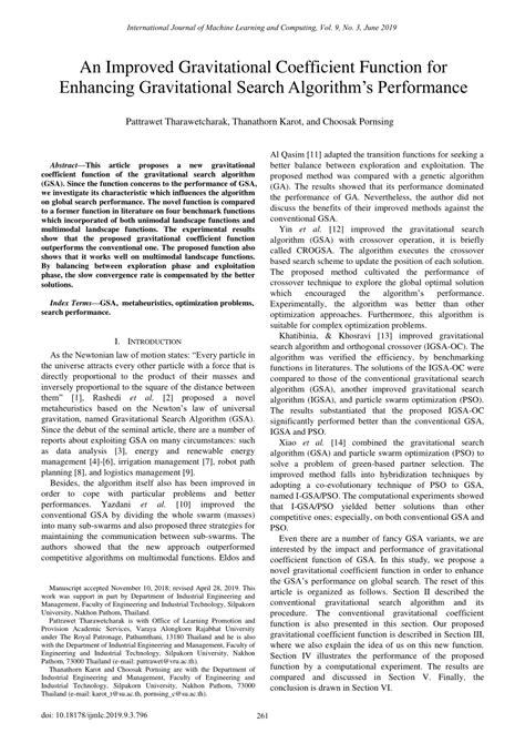 pdf an improved gravitational coefficient function for enhancing gravitational search