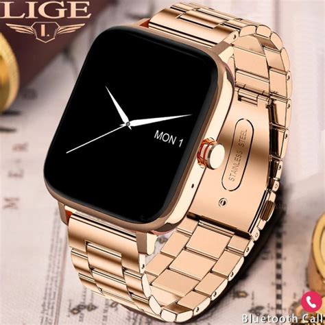 LIGE Panggilan Bluetooth Pintar Jam Tangan Pria Penuh Sentuhan Tahan