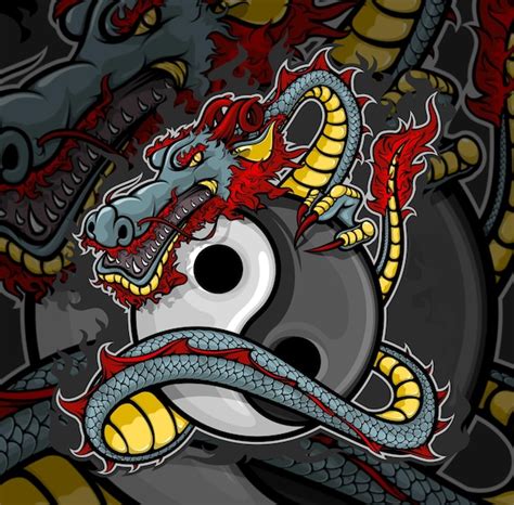 Un Symbole De Dragon Et De Yin Yang Avec Un Symbole De Yin Yang
