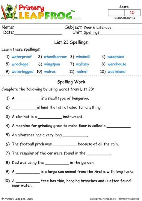 Year 6 Literacy Spellings Printable Resources Free Worksheets For