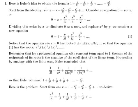 here is euler s idea to obtain the formula 1 1 2 2