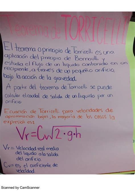 Teorema De Bernoulli Y Torricelli PDF
