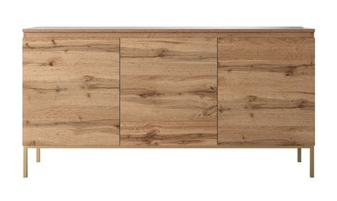 Komoda trzydrzwiowa Bemmi 150 cm dąb wotan ze złotymi nogami Selsey