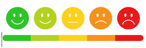 Rating Emojis Set In Different Colors With A Rating Scale Feedback