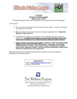 Fillable Online Hsc Wvu Employee Registration Form 1 Annual Intramural