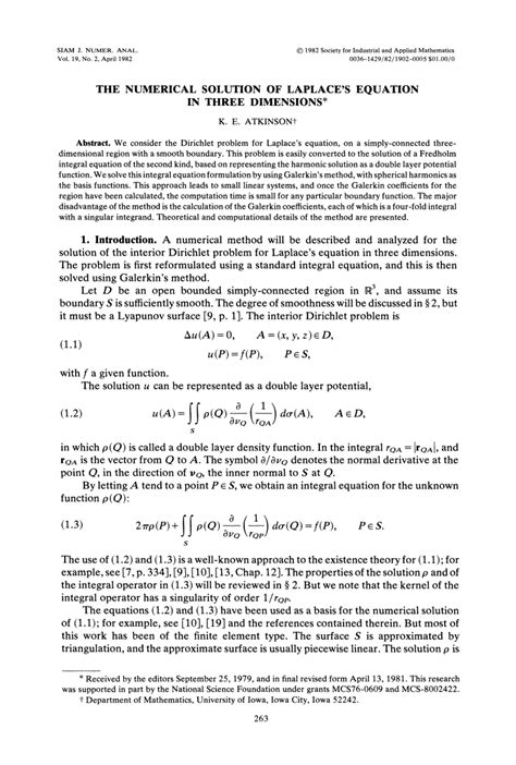 pdf the numerical solution of laplace s equation in three dimensions