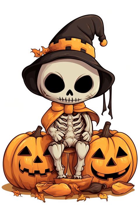 Spooky Cute Halloween Skeleton Clipart