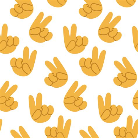 Seamless Pattern With The Victory Gesture Two Thumbs Up Victory Life