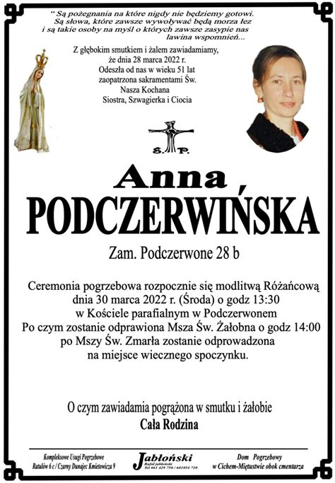 Anna Podczerwińska Nekrologi podhale24 pl